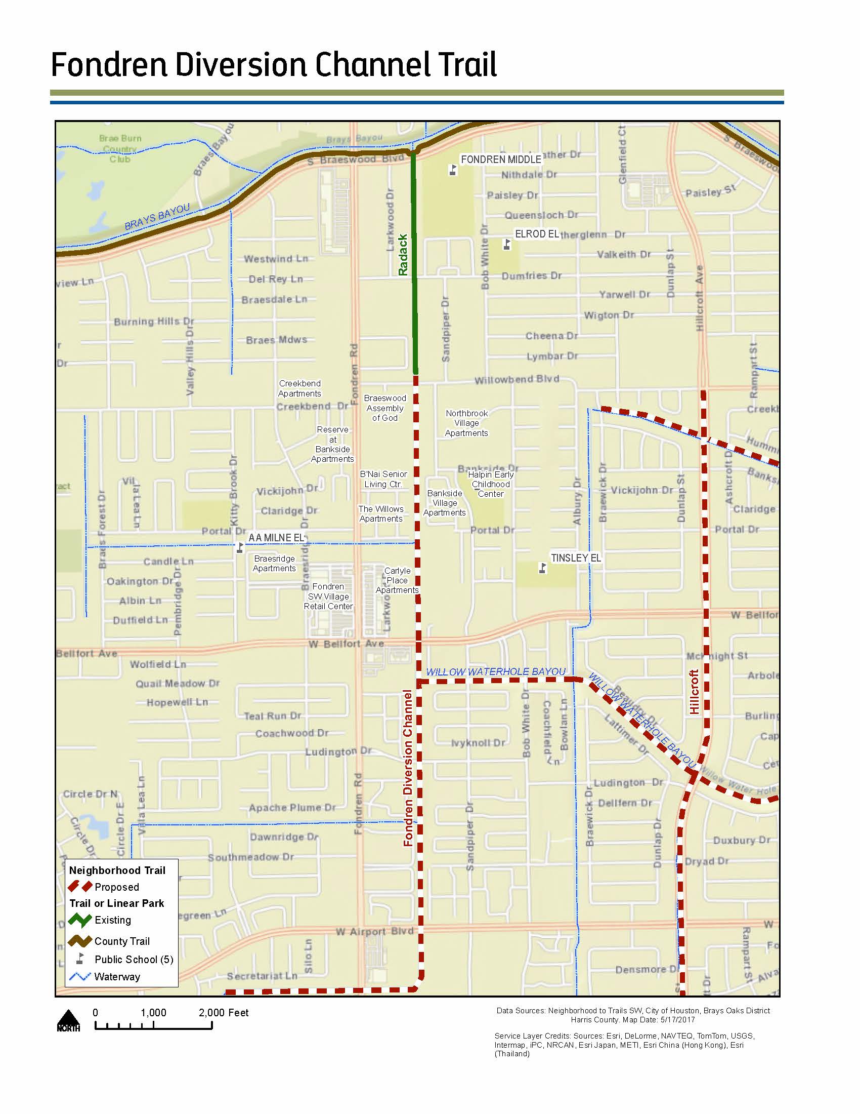 Fondren Diversion Channel Map – Neighborhoods to Trails